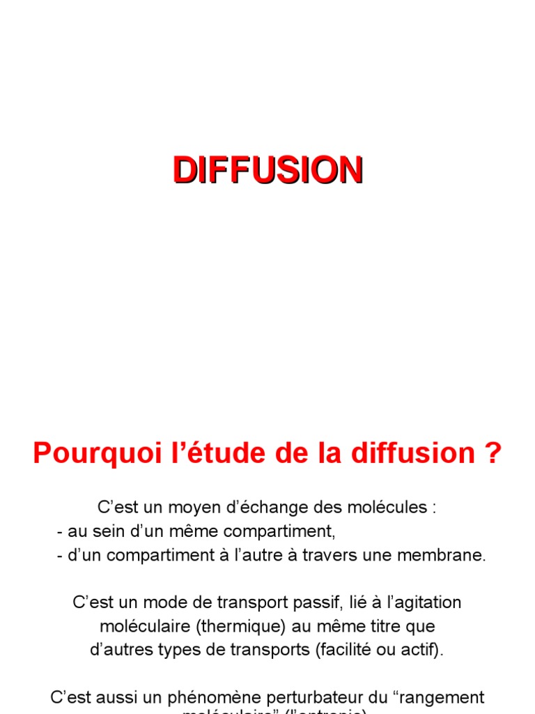 DIFFUSION | PDF | Membrane cellulaire | La diffusion
