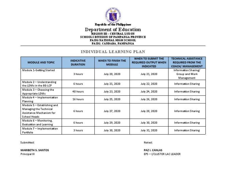 Department of Education: Individual Learning Plan | PDF | Behavior ...