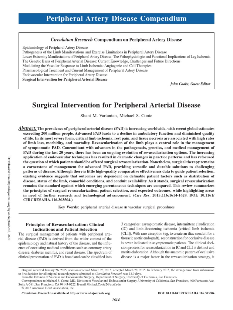 Surgical Intervention For Peripheral Arterial Disease | PDF ...