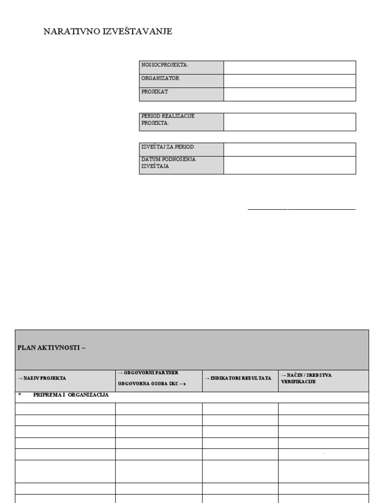 Narativni Obrazac - Blanko | PDF