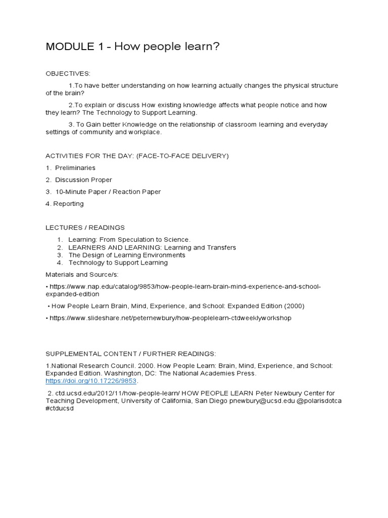 MODULE How People Learn | PDF