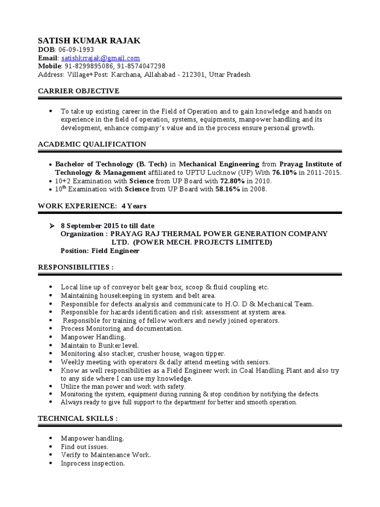 Resume of Satish Rajak | PDF | Business