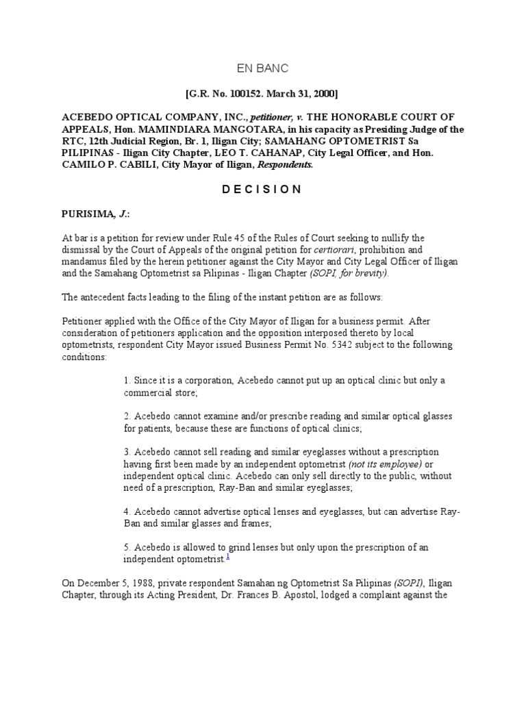 Acebedo Vs CA | PDF | Optometry | Estoppel
