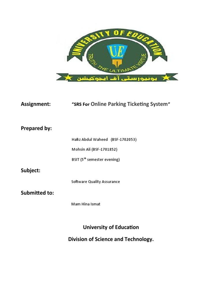 Assignment:: Online Parking Ticketing System | PDF | Parking Lot ...