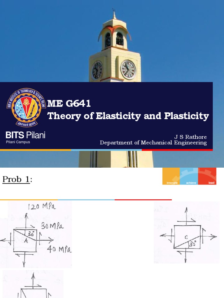 ME G641 Theory of Elasticity and Plasticity: BITS Pilani | PDF | Stress (Mechanics ...
