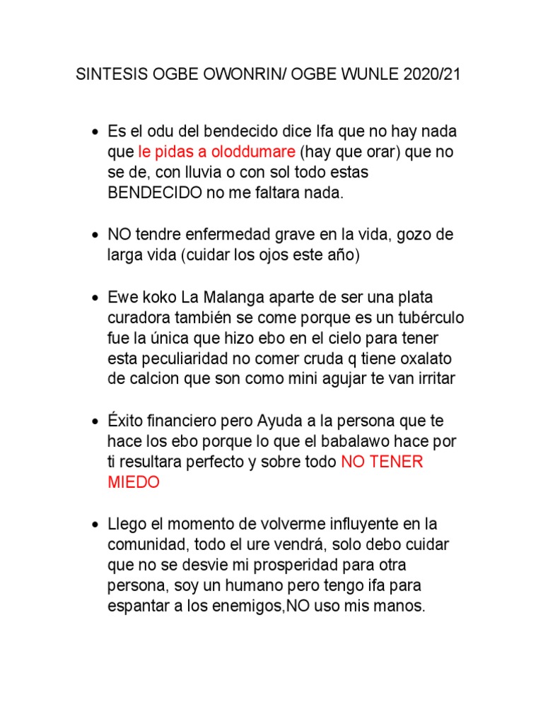 Sintesis Ogbe Owonrin | PDF | Religión y creencia
