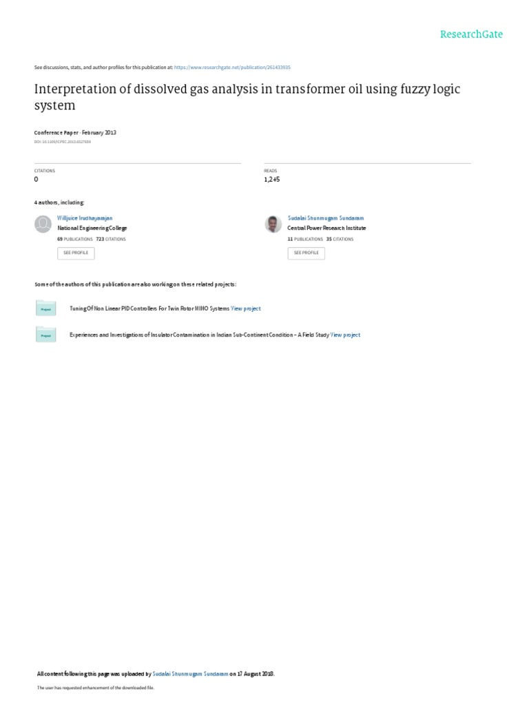 Interpretation of Dissolved Gas Analysis in Transf PDF | PDF | Fuzzy ...