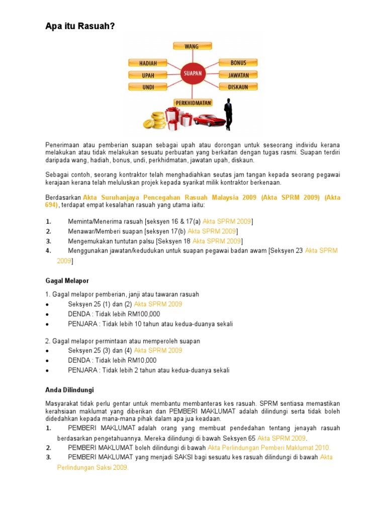 Nota Ringkas Tentang RASUAH | PDF