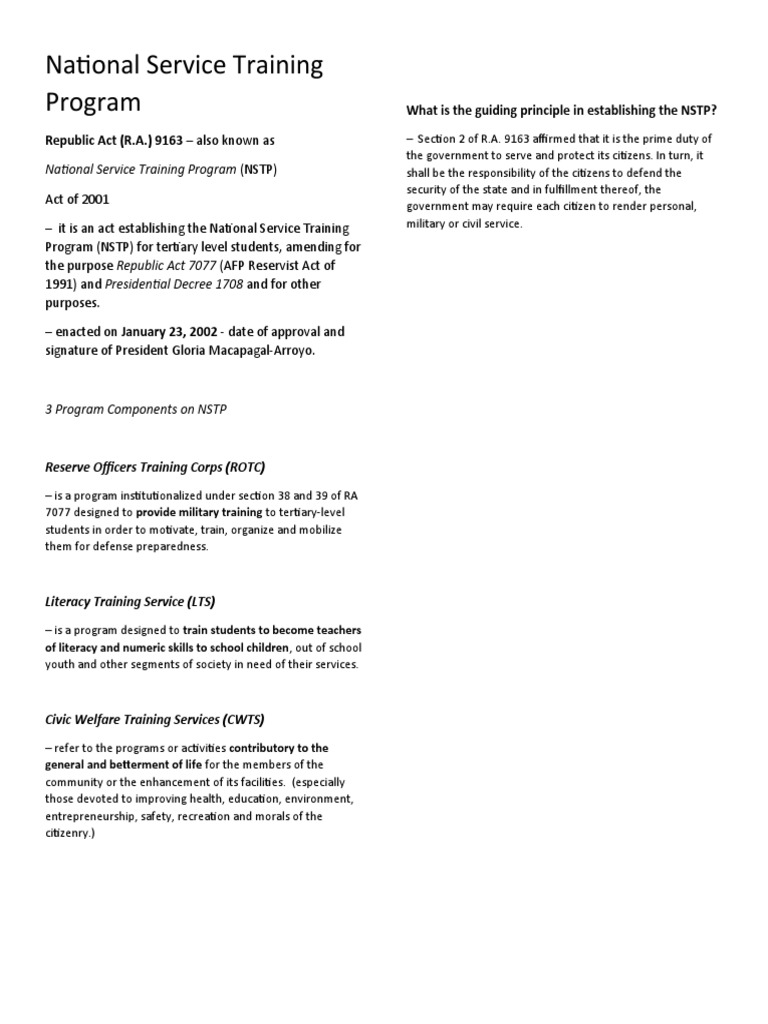 National Service Training Program | PDF