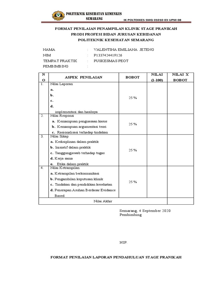 Format Penilaian | PDF