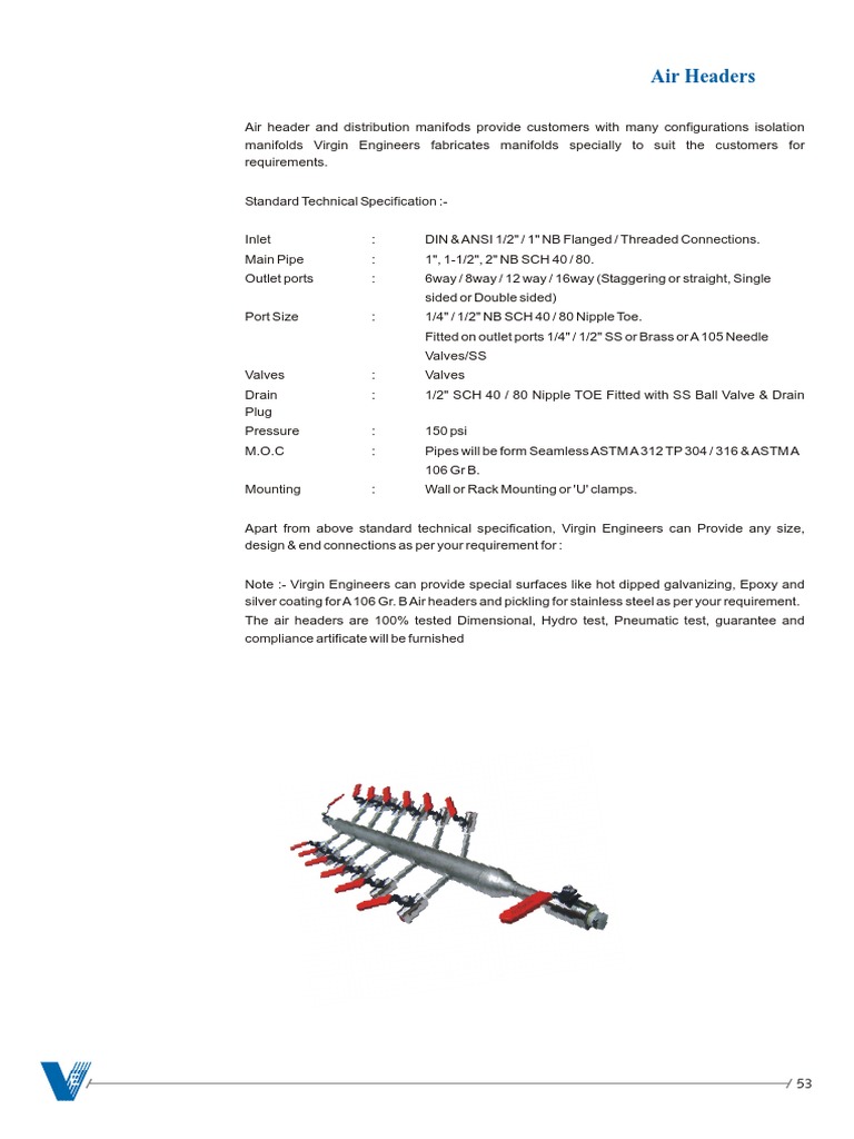 Air Header Configurations and Specifications | PDF