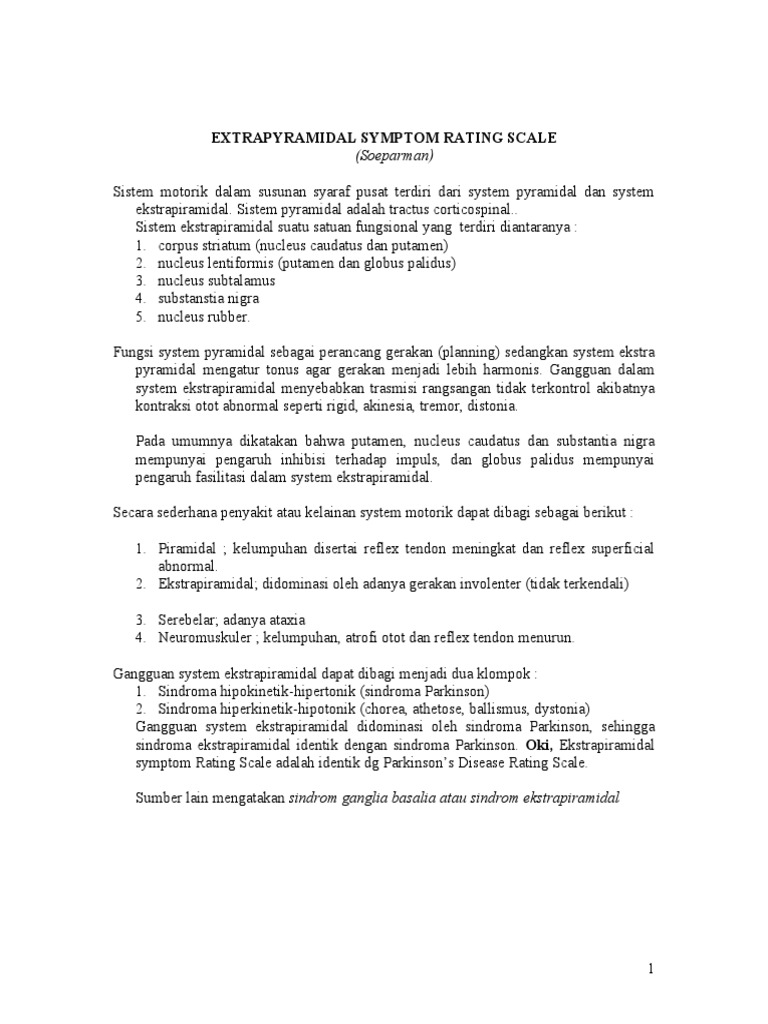 Extrapyramidal Symptom Rating Scale | PDF