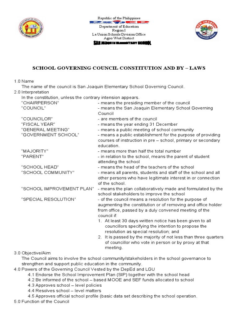School Governing Council Constitution and by - Laws | PDF | Committee ...