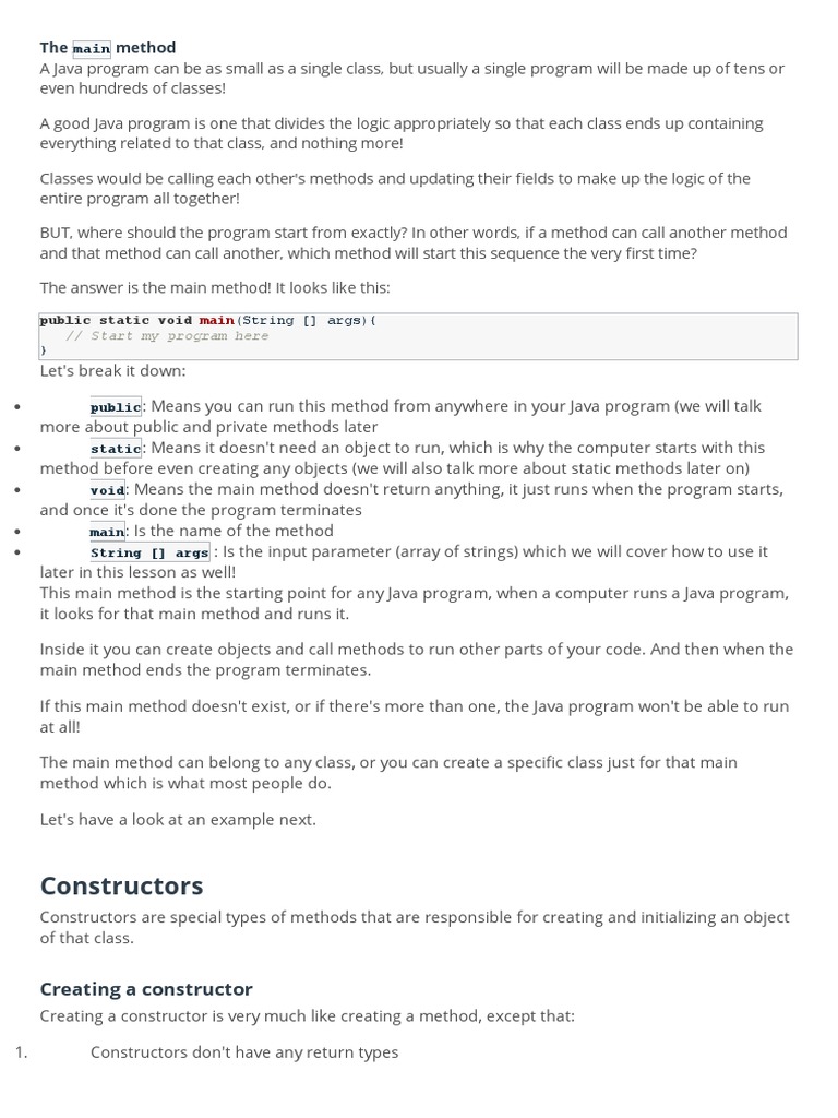 Constructors: The Method | PDF | Constructor (Object Oriented ...