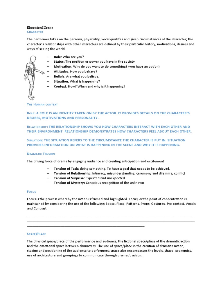 Elements of Drama Hand Out | PDF | Body Language | Motivation
