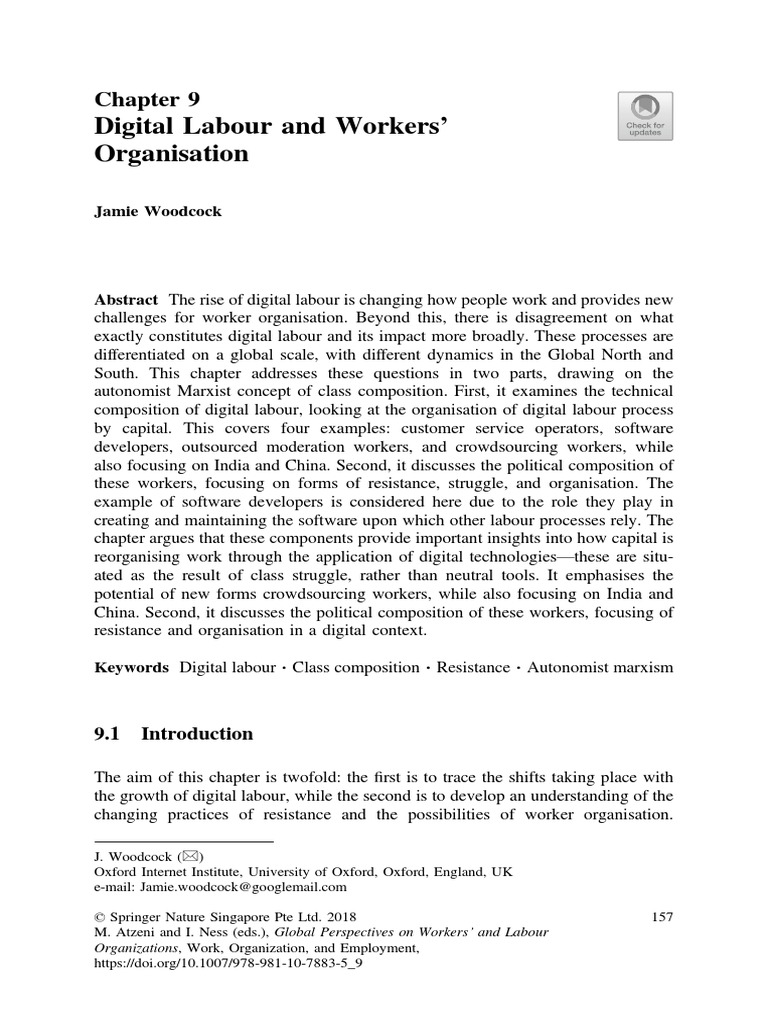 Digital Labour and Workers' Organisation | PDF | Outsourcing | Labour ...