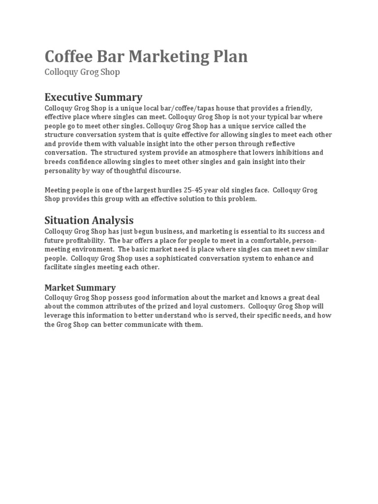 Coffee Bar Marketing Plan | PDF | Marketing | Retail