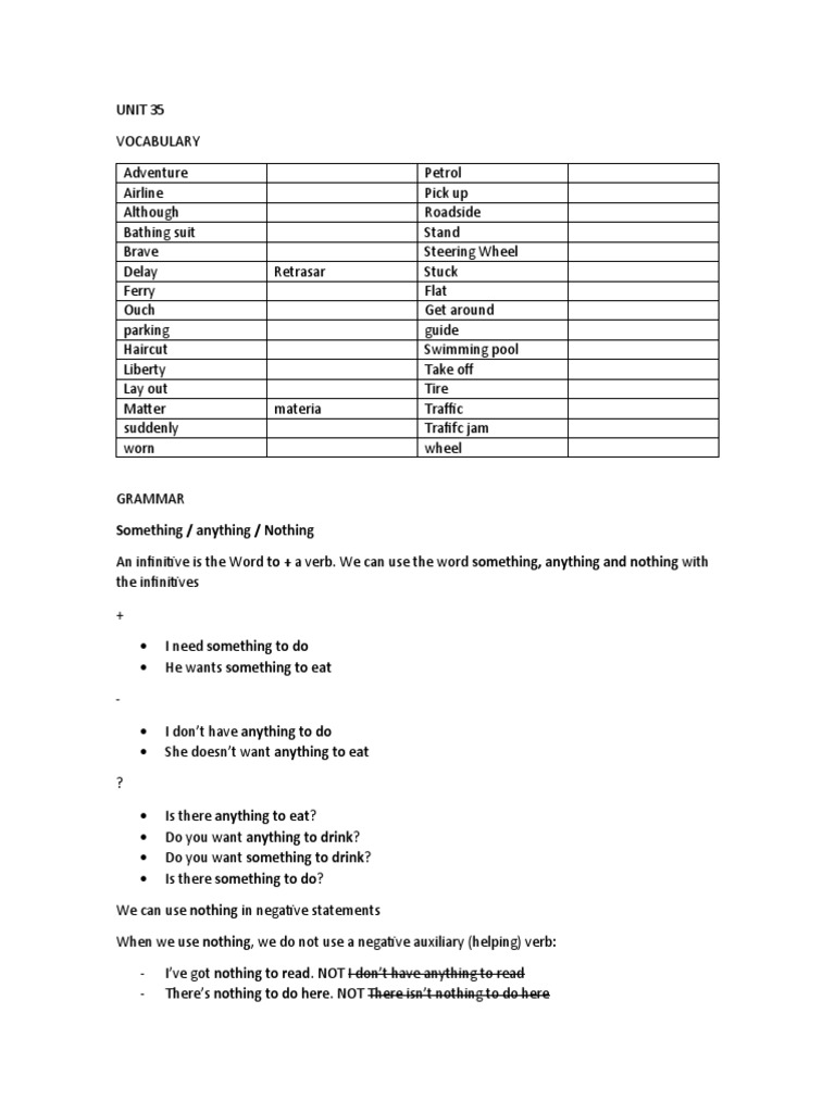 Something / Anything / Nothing | PDF | Noun | Verb