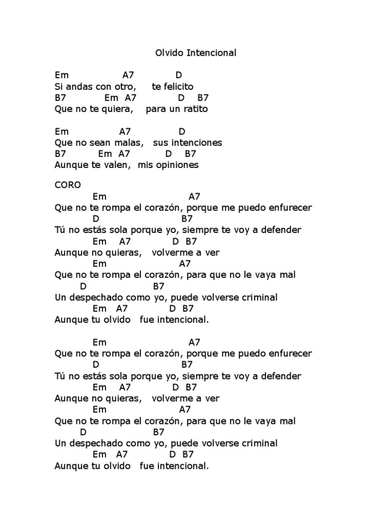 Olvido Intencional y Salud Por El Acordes en Guitarra | PDF