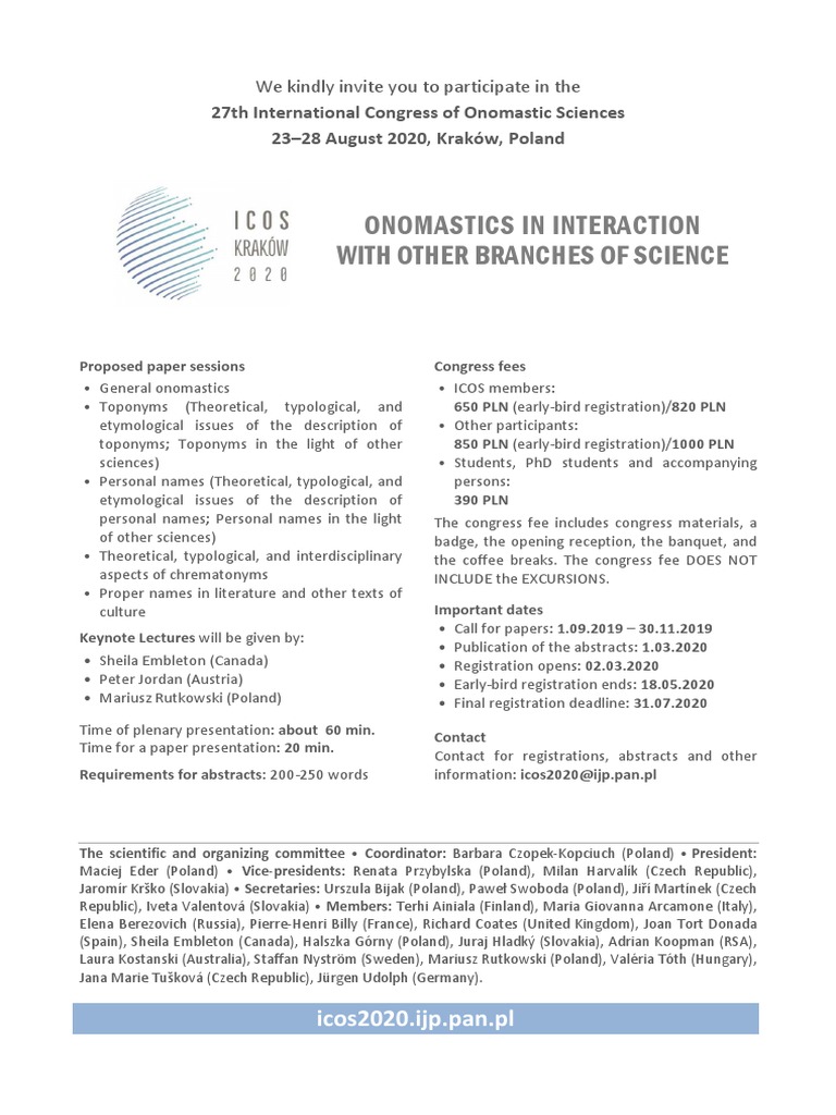 Onomastics in Interaction With Other Branches of Science | PDF