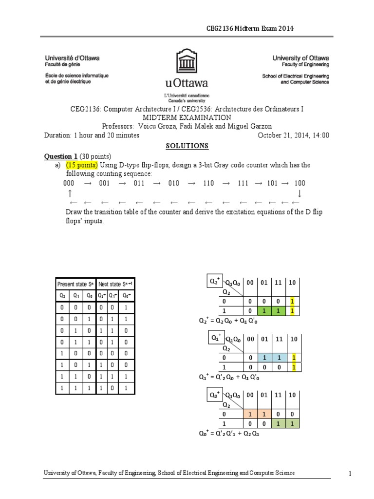 CEG 2136 - Fall 2014 - Midterm PDF | PDF | Computer Architecture | Arithmetic