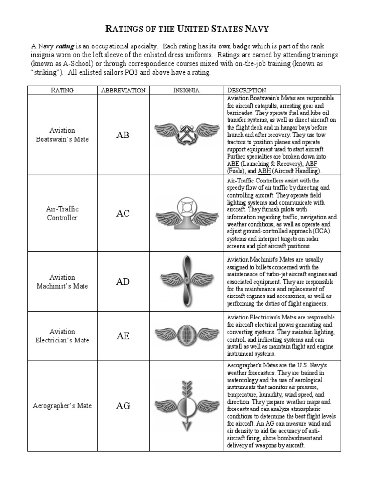 U.S. Navy Ratings Overview and Badges | PDF | Armed Conflict | Weaponry