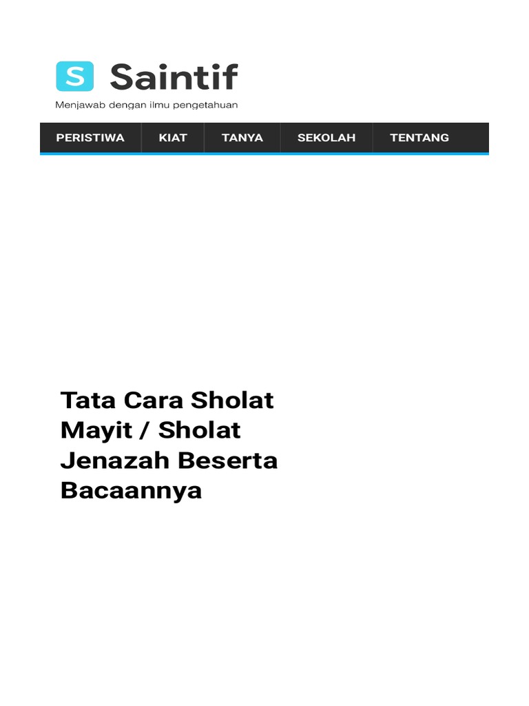 Tata Cara Sholat Mayit - Sholat Jenazah Beserta Bacaannya | PDF