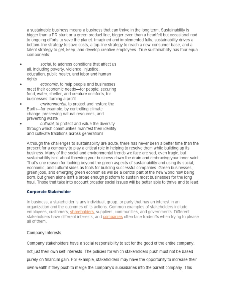 SBA Reporting | PDF | Sustainable Business | Stakeholder (Corporate)