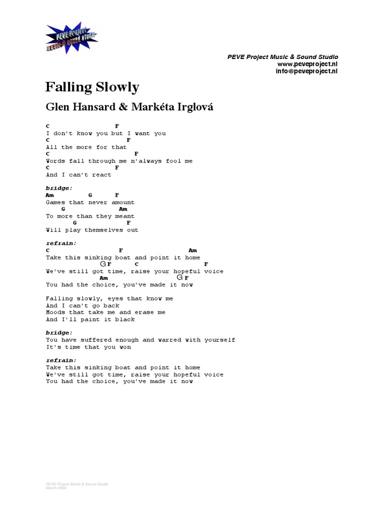 Falling Slowly: Glen Hansard & Markéta Irglová | PDF