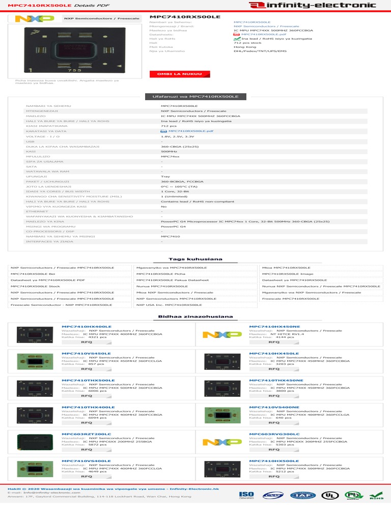 MPC7410RX500LE | PDF | Science & Mathematics | Computers