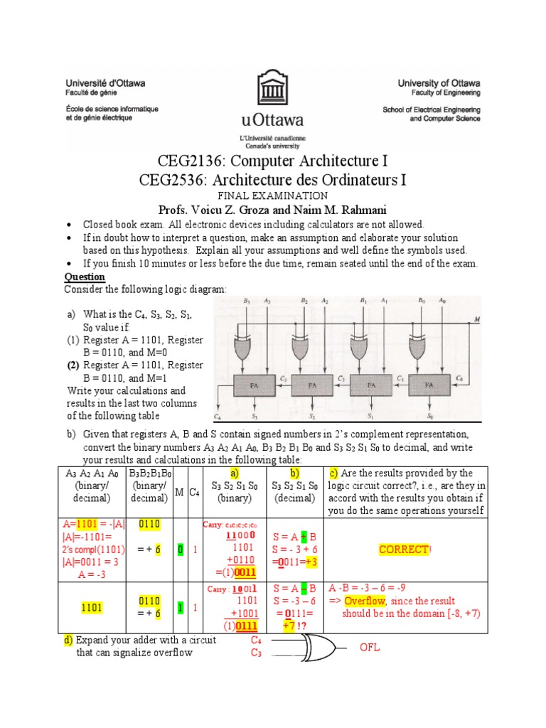 CEG 2136 - Fall 2011 - Final PDF | PDF | Multiplication | Assembly Language