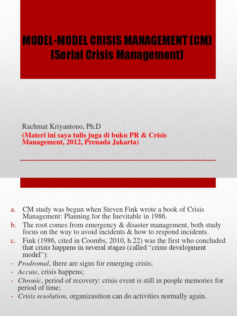 Fink's Crisis Management Model Explained | PDF | Crisis Management ...