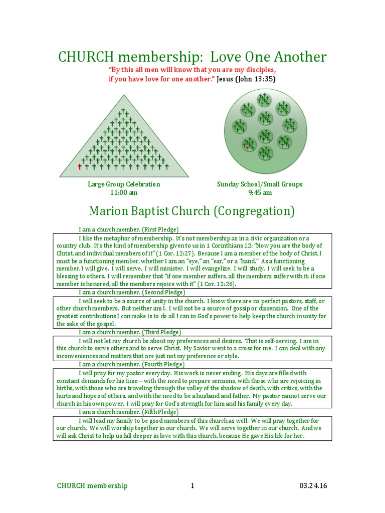 03.24.16 CHURCH Membership Pledge | PDF | Disciple (Christianity) | Baptism