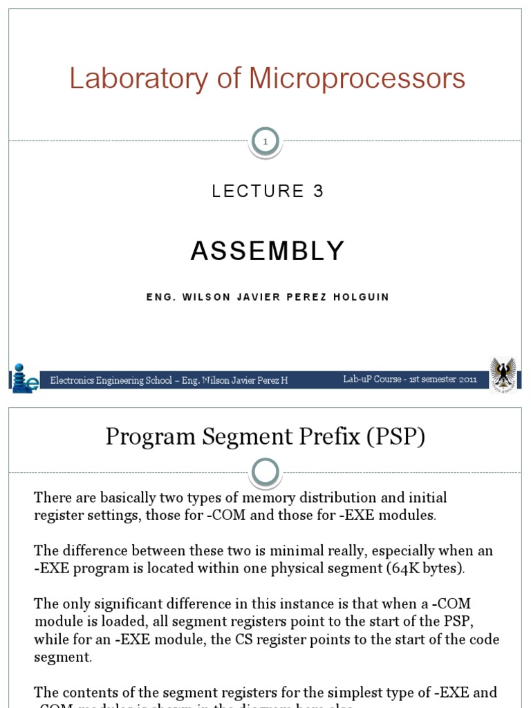 Laboratory of Microprocessors: Assembly | PDF | Variable (Computer Science) | Byte