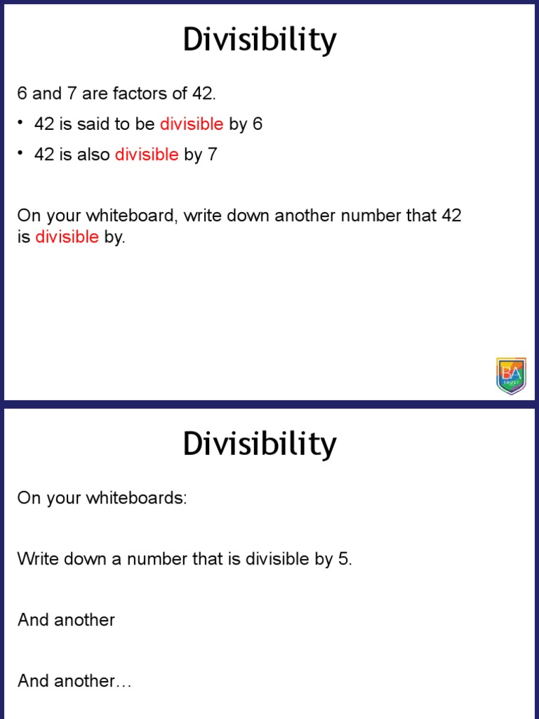 Divisibility | PDF | Teaching Mathematics