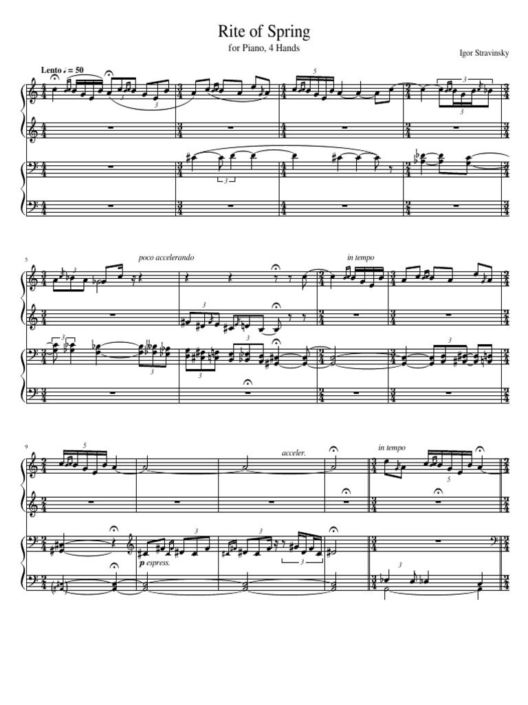 Rite of Spring: For Piano, 4 Hands | Download Free PDF | Tempo ...