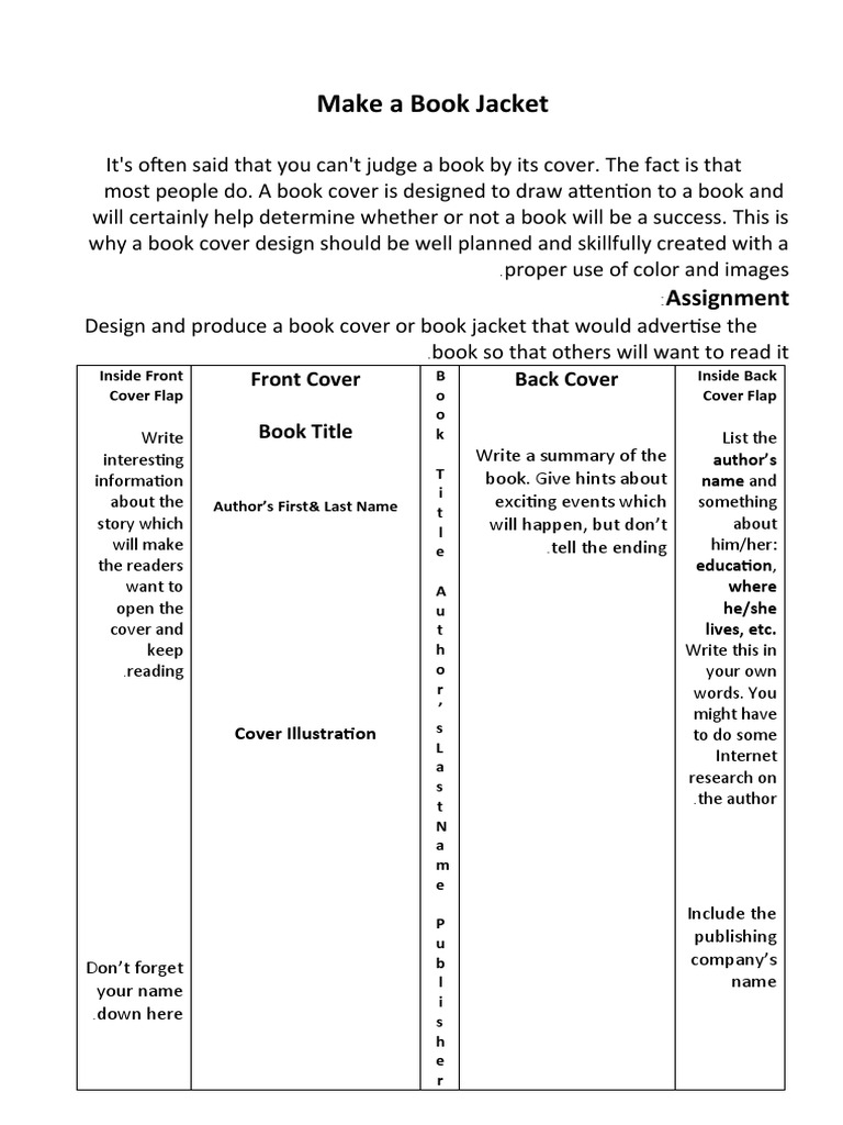 Make A Book Jacket | PDF | Books | Mass Media
