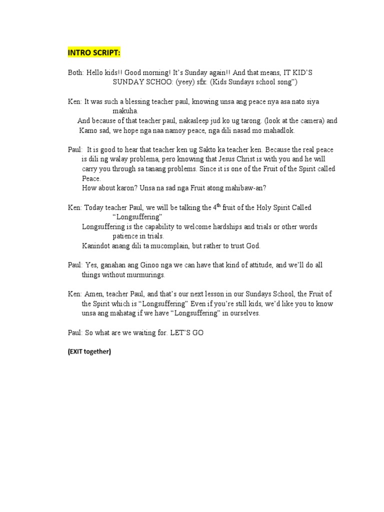 Intro Script:: (EXIT Together) | PDF