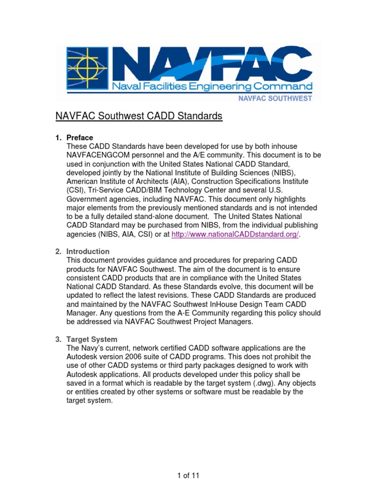 NAVFAC Southwest CADD Standards: 1. Preface | PDF