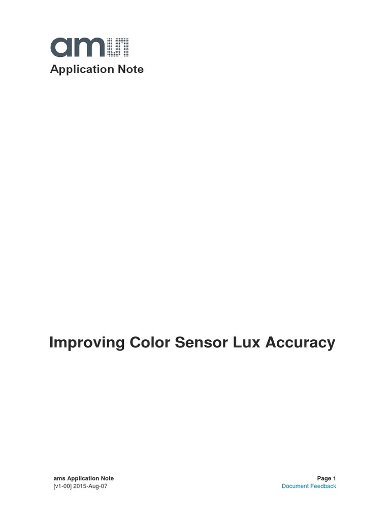 Improving Color Sensor Lux Accuracy: Application Note | PDF | Infrared ...