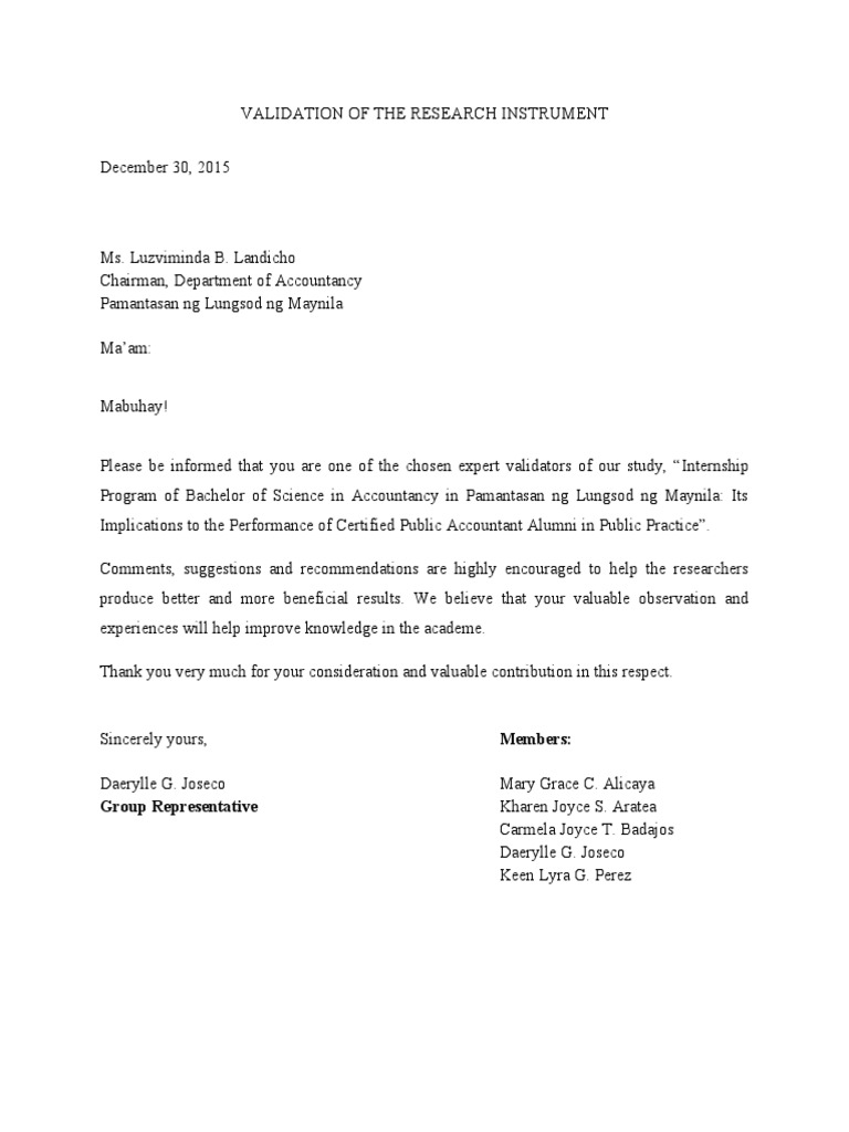 Validation of Research Instrument | PDF | Justification | Inquiry