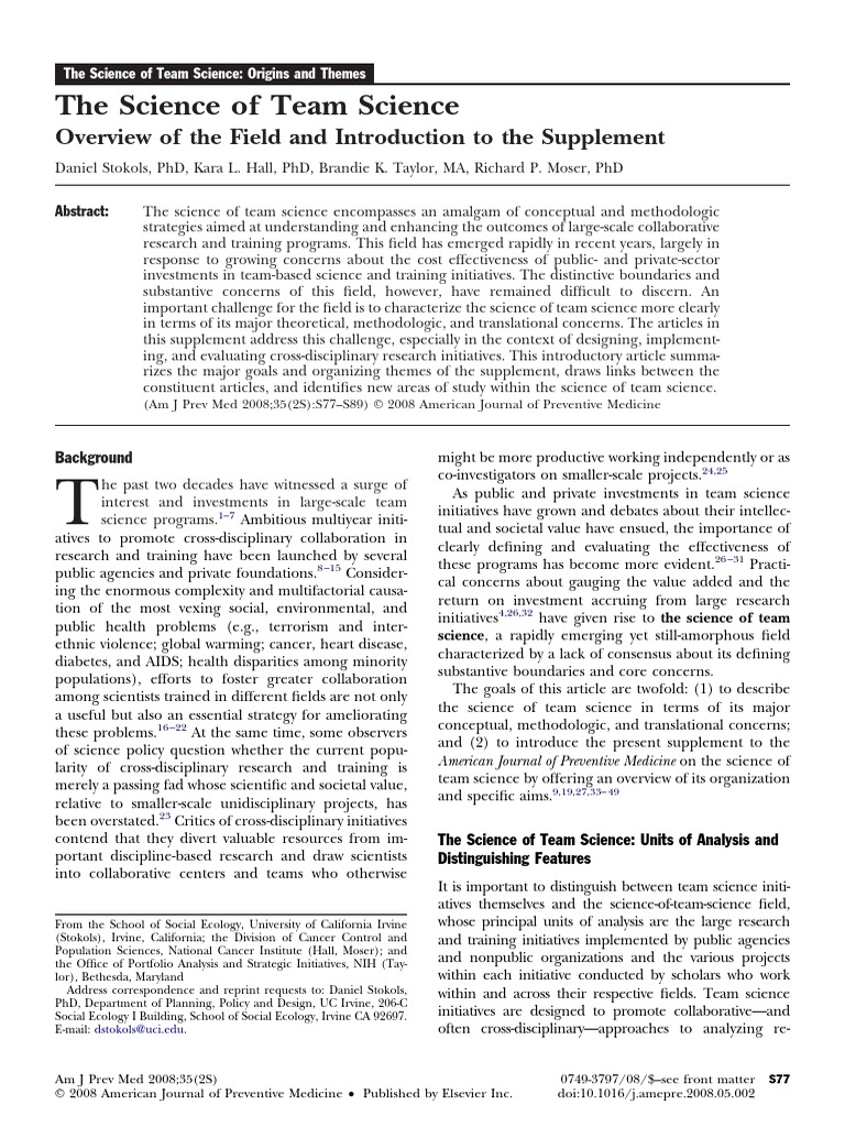 Stokols INTERDISCIPLINARITY 2008 PDF | PDF | Interdisciplinarity | Science