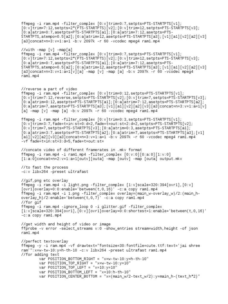 Ffmpeg Commands | PDF | Data Compression | Free Software