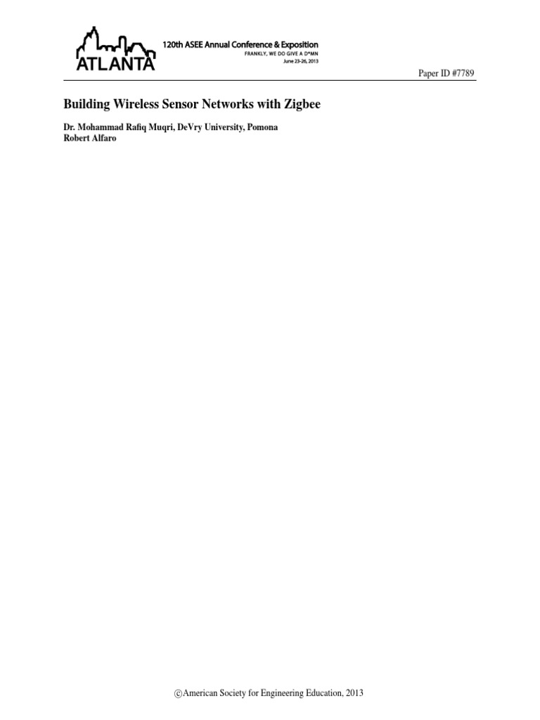 Building Wireless Sensor Networks With Zigbee: Paper ID #7789 | PDF | Computer Network ...
