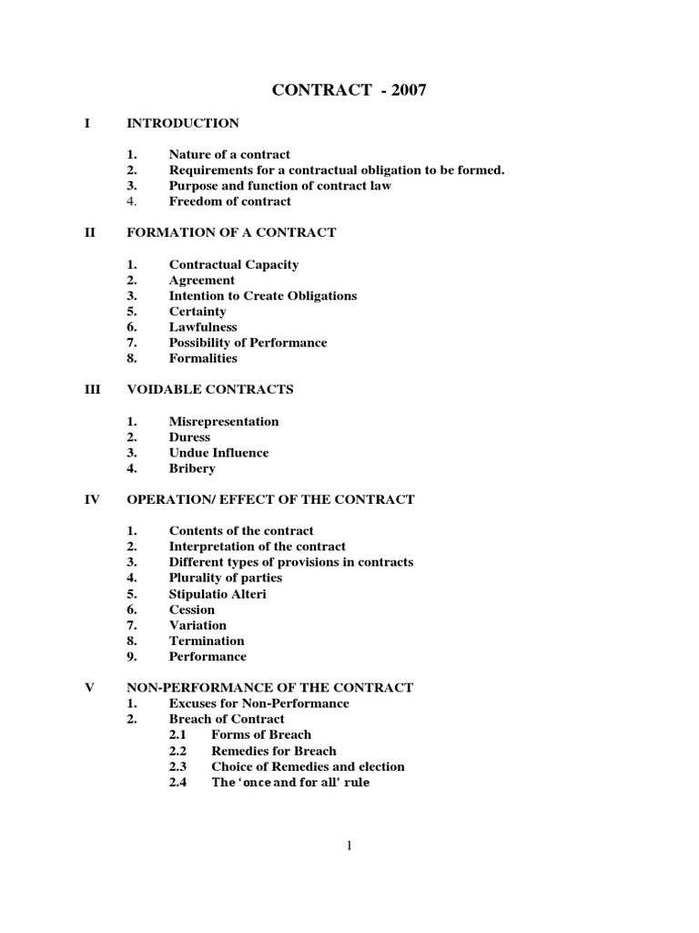 Contract Notes 2007 Module PDF | PDF | Offer And Acceptance | Law Of ...