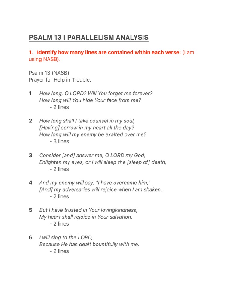 Psalm 13 - Parallelism Analysis | PDF | Psalms | Religious Texts