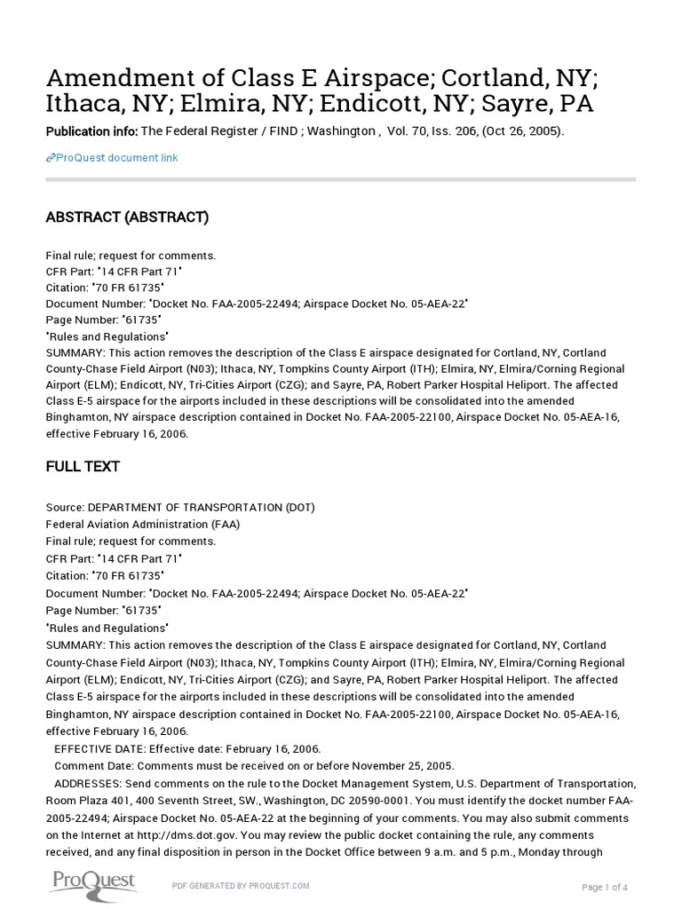 Amendment of Class E Airspace | PDF | Federal Aviation Administration ...