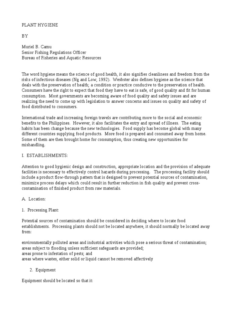 Plant Hygiene | PDF | Hygiene | Foods