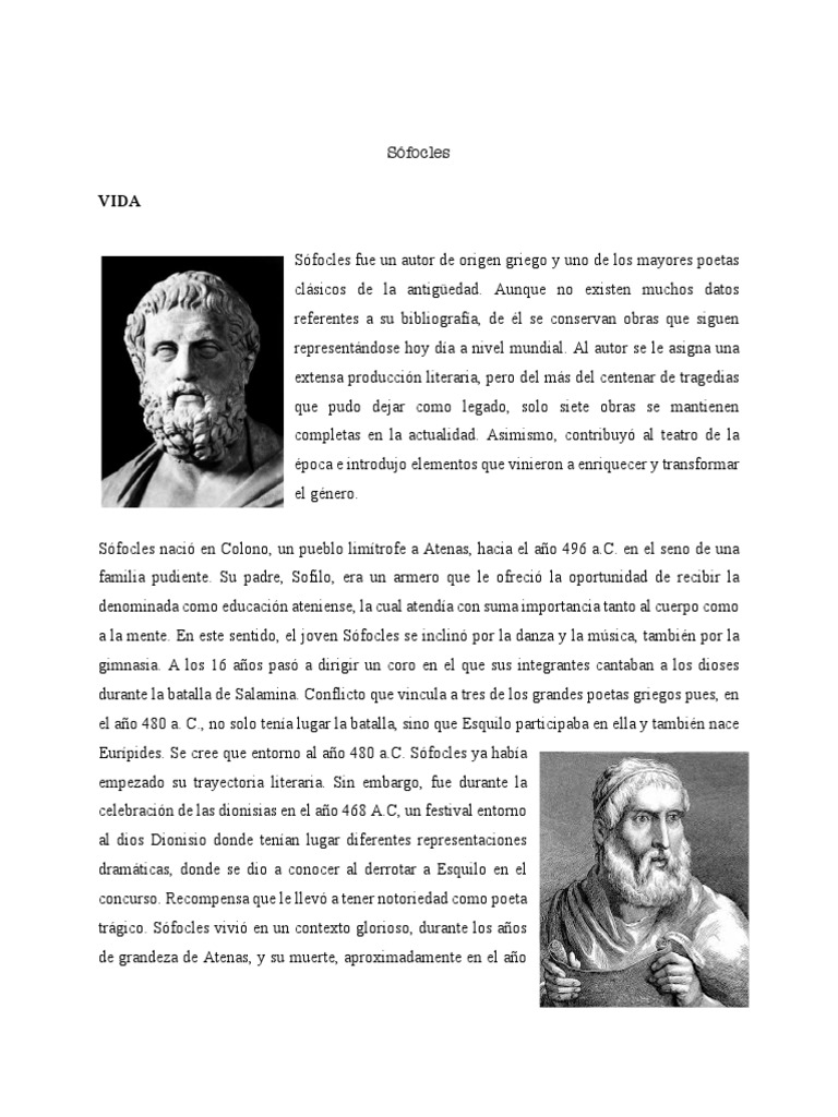 Biografia Sofocles PDF | PDF | Sófocles | Tragedia griega