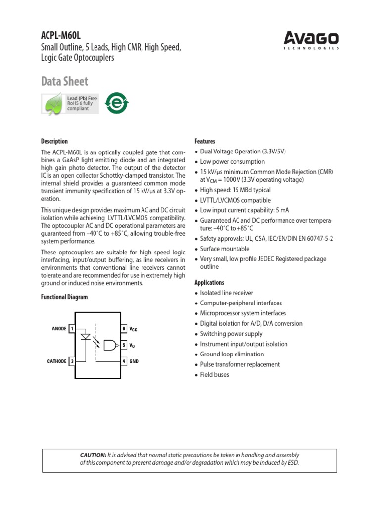 Acpl M60L 000e | PDF | Electric Power | Electrical Components